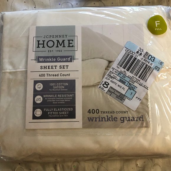 jcpenney | Bedding | Full 40tc Wrinkle Guard Sheet Ivory | Poshmark